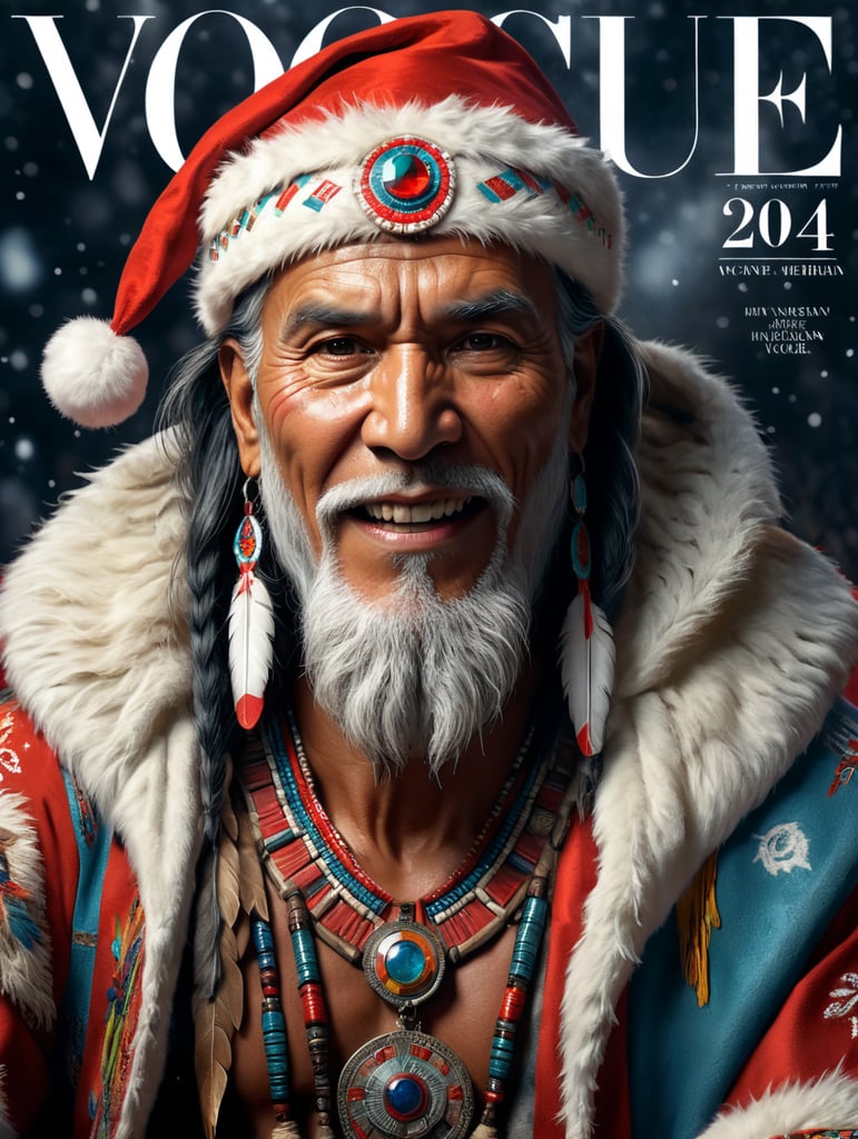 Premium Free ai Images | happy new year native american santa on the ...