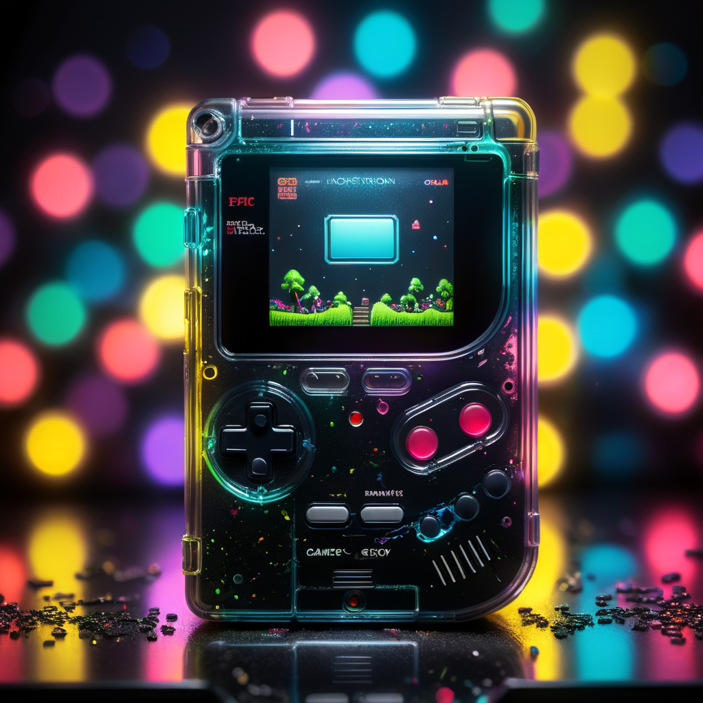 Premium Free ai Images | render retro tiny cute black shiny game boy ...