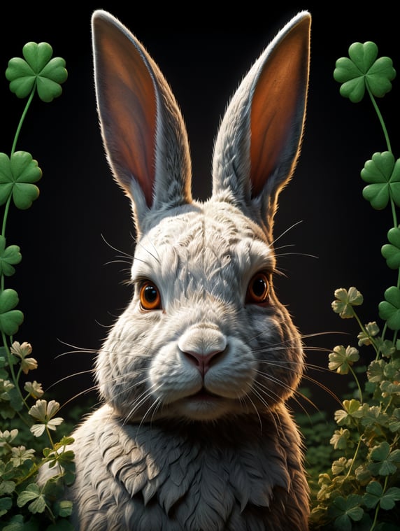 Premium Free ai Images | rabbit silhouette in front of clover logo