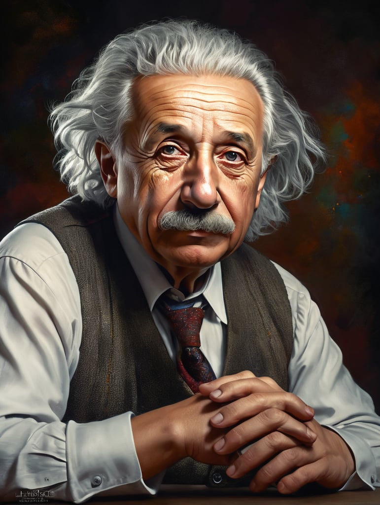 Premium Free ai Images | sitting full centered portrait of albert ...