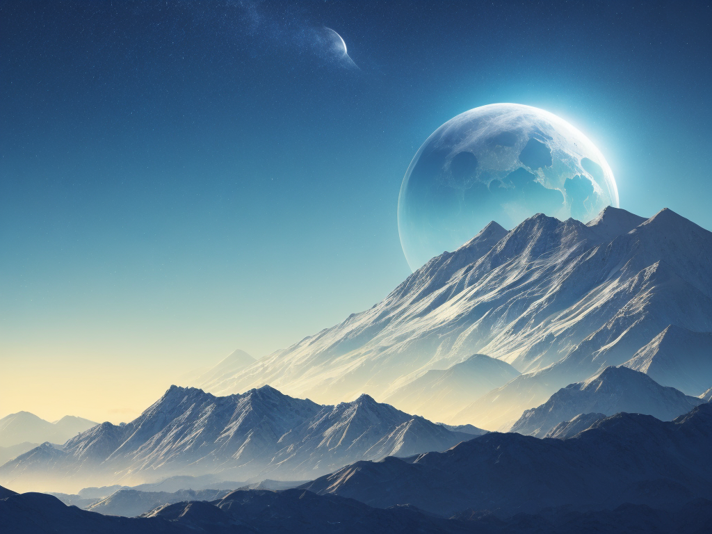 Premium Free ai Images | silver futuristic mountain with yellow sky and ...