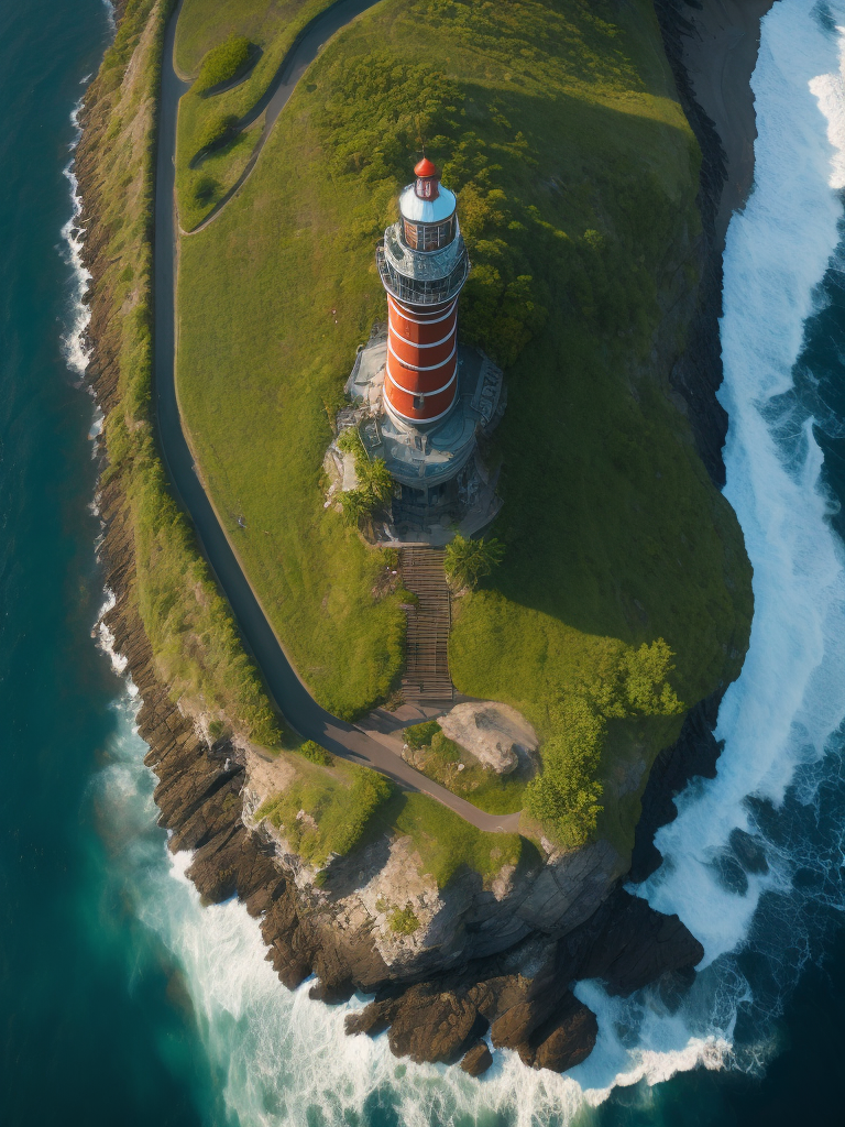 Lumenor AI Image Generation - drone photography aerial view lighthouse ...