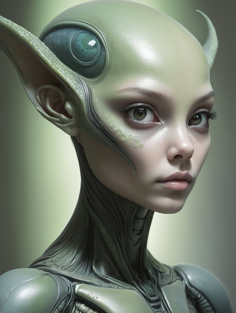 Premium Free ai Images | half girl half alien real art