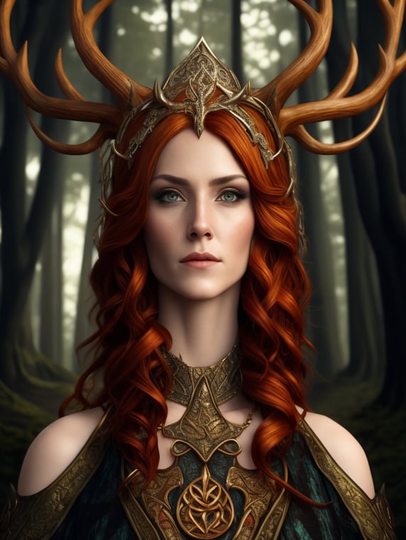 Premium Free ai Images | stained glass effect celtic pagan red haired ...