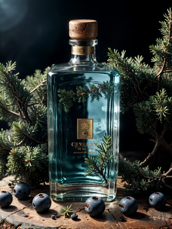 Premium Free ai Images | professional photography of square gin bottle ...