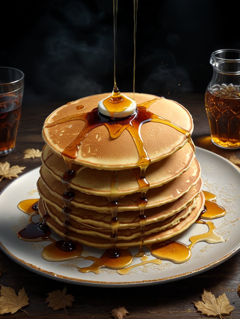 Premium Free ai Images | plate of flying pancakes maple syrup dripping ...