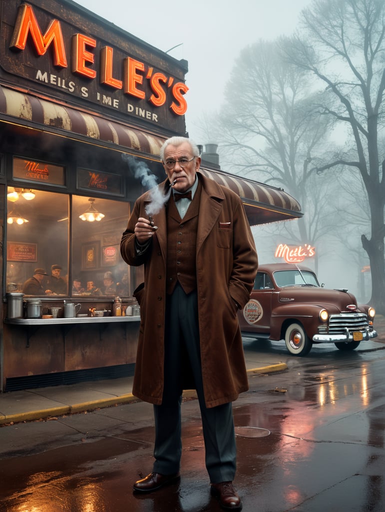 Premium Free ai Images | grumpy old man in brown coat smoking cigar ...