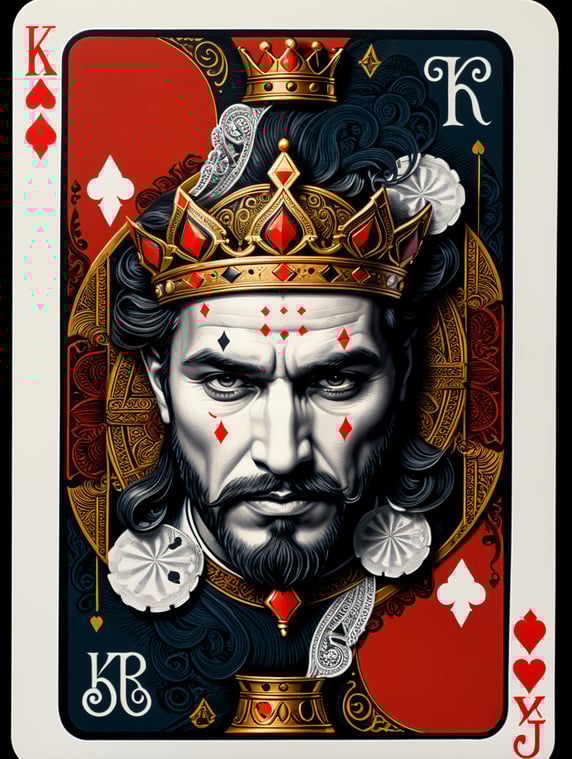 Premium Free ai Images | king of clubs playing card face card linocut ...