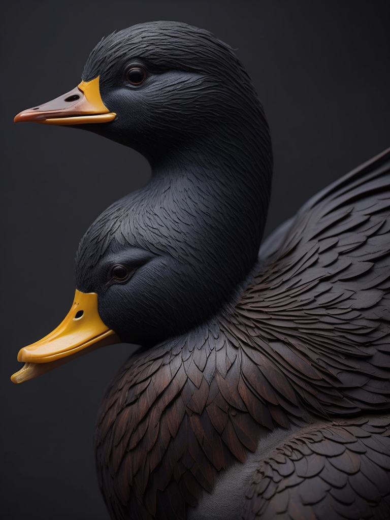 Lumenor AI Image Generation - duck carved from the dark reed wood ...
