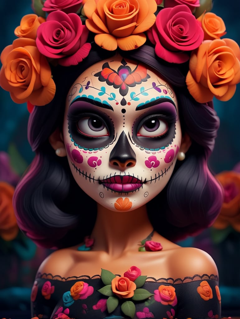 Premium Free ai Images | portrait of mexican beautiful catrina with ...
