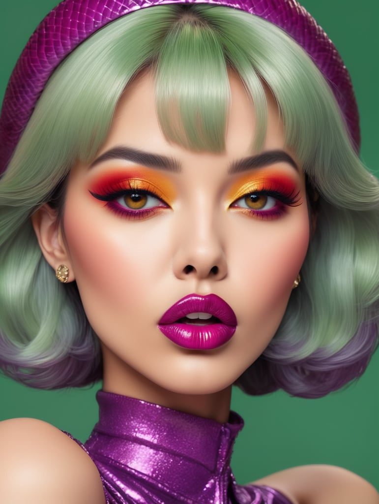 Premium Free ai Images | viper glossy lips throwing kiss red and yellow ...