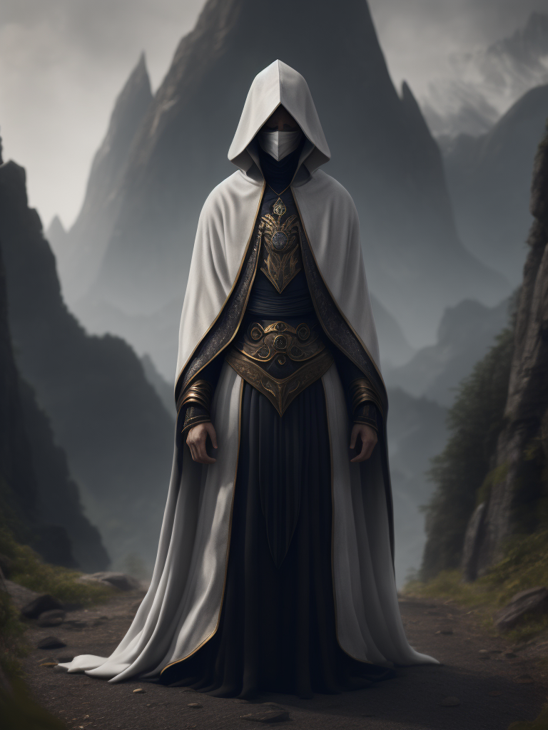 Lumenor AI Image Generation - faceless white clothed wizard