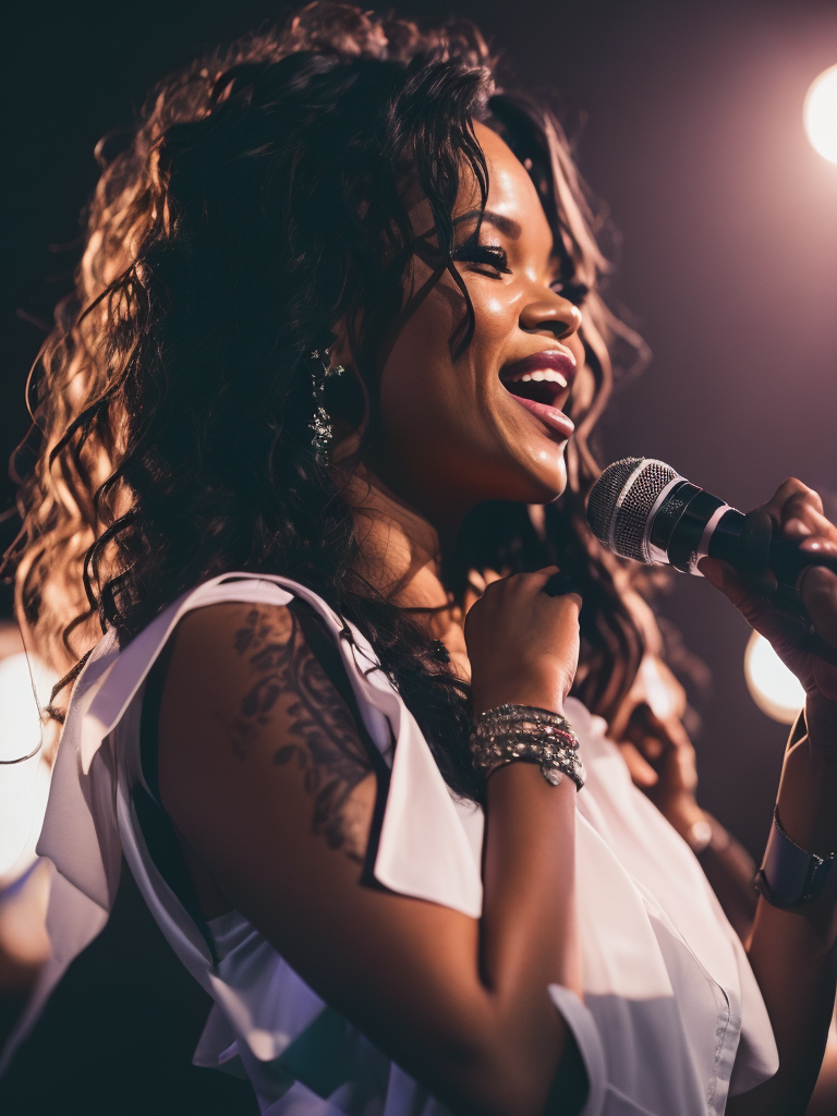 Lumenor AI Image Generation - singer rihanna sings at concert ...
