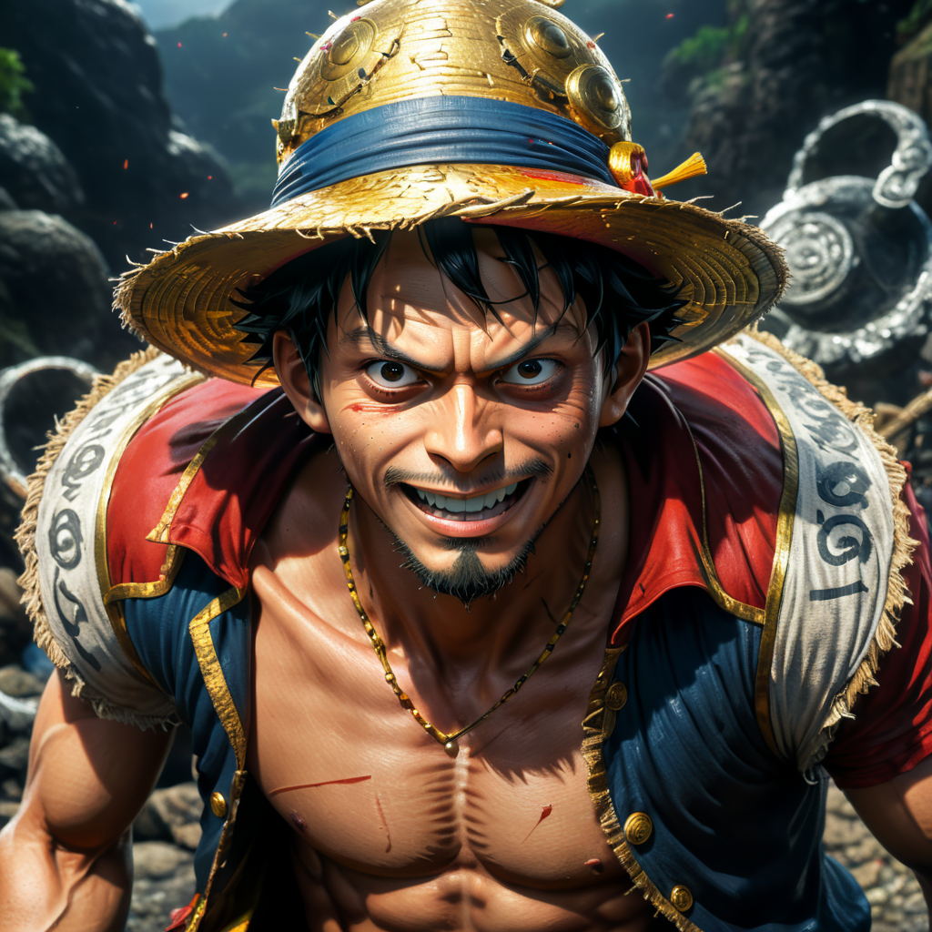 Premium Free ai Images | luffy anime art style high quality