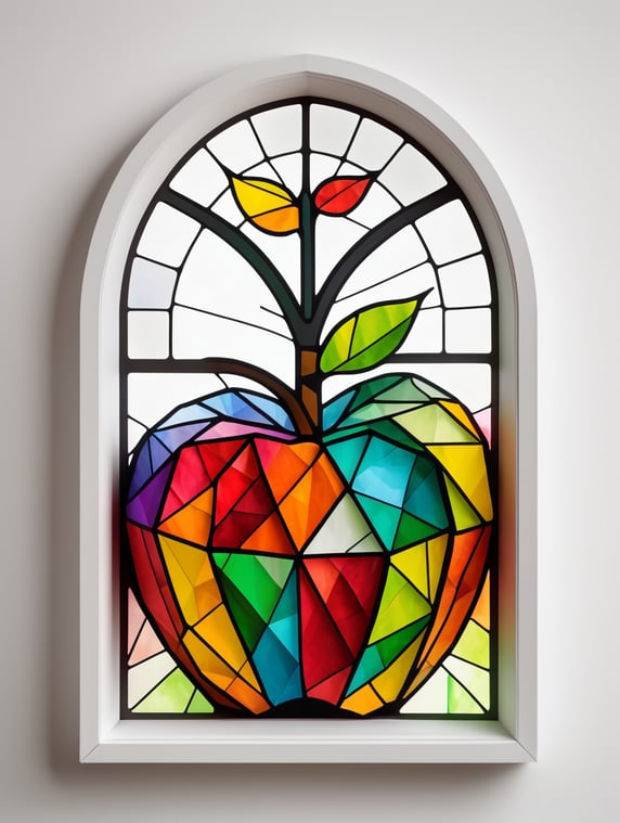Premium Free ai Images | colorful stained window apple low poly ...