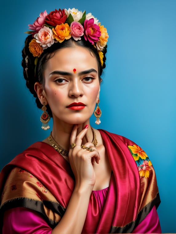 Premium Free ai Images | obra de arte de frida kahlo con corona de ...