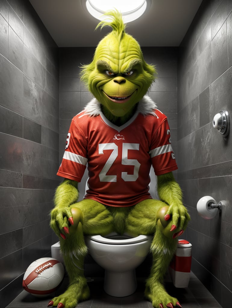 Premium Free ai Images | the grinch wearing football jersey he has an ...