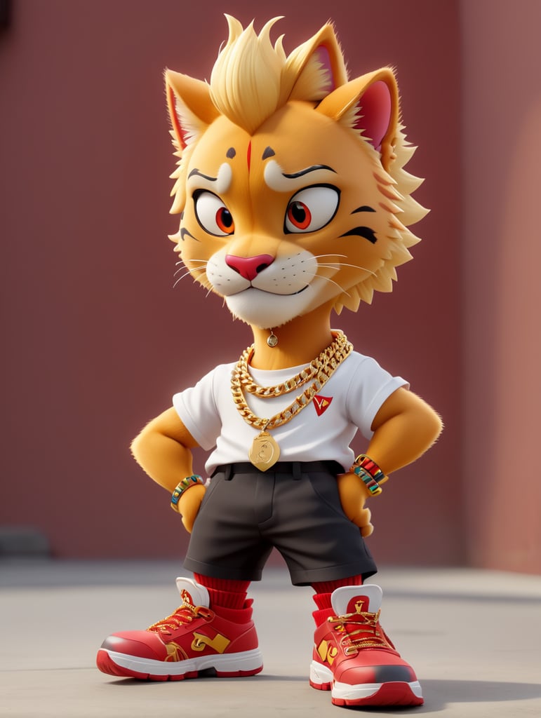 Premium Free ai Images | thug top cat wearing gold chains gold grill ...