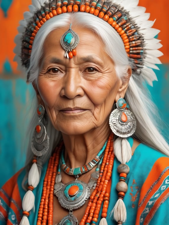 Premium Free ai Images | native american old woman is dressed in ...
