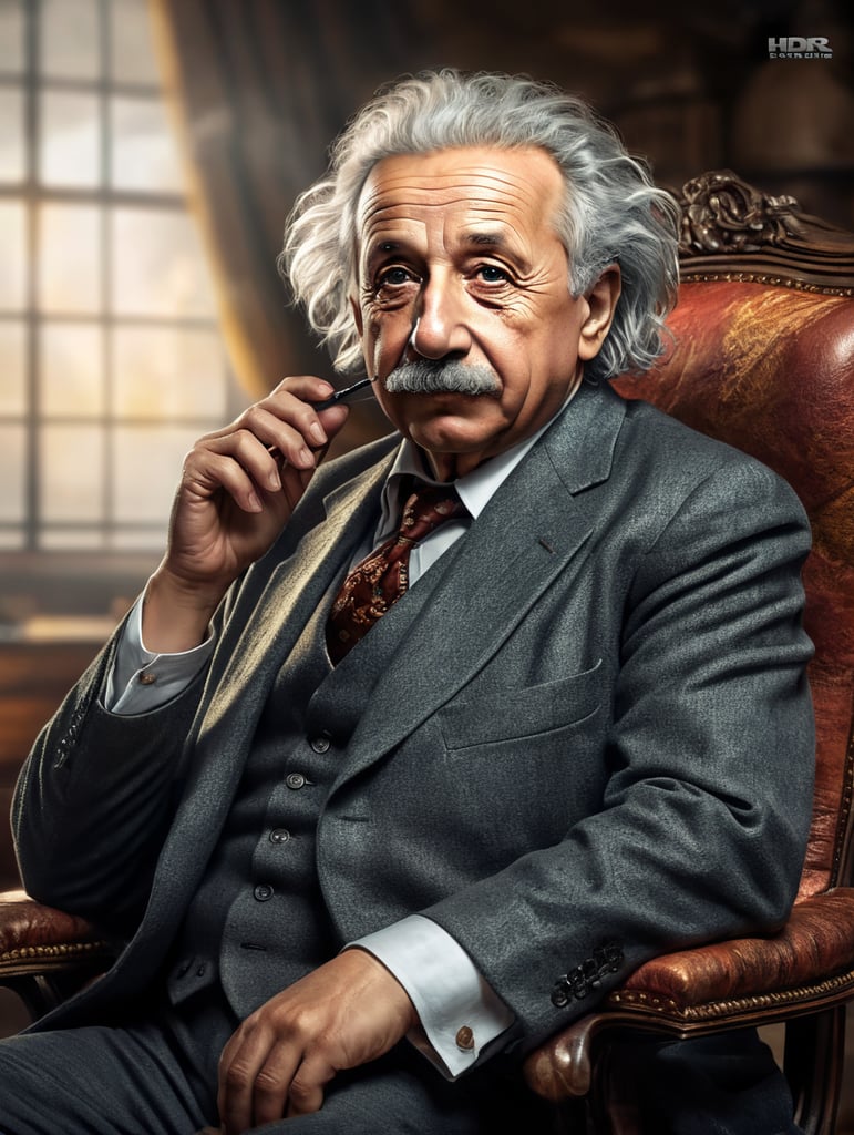 Premium Free ai Images | sitting view centered portrait of albert ...