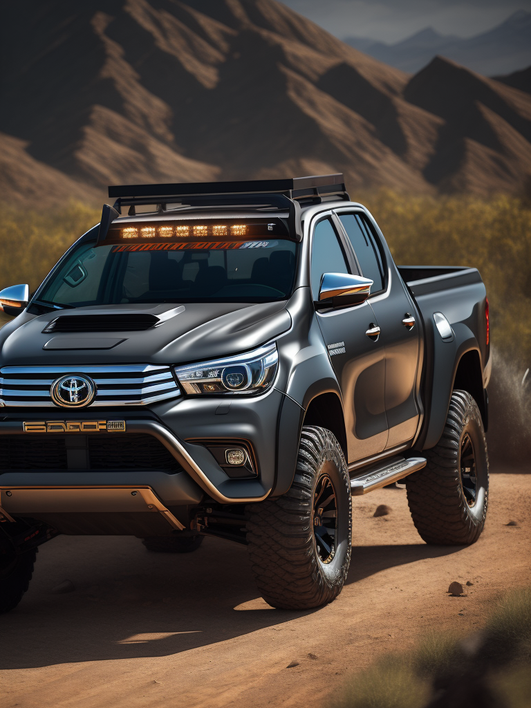 Premium Free ai Images | toyota hilux in metallic dark grey back view ...