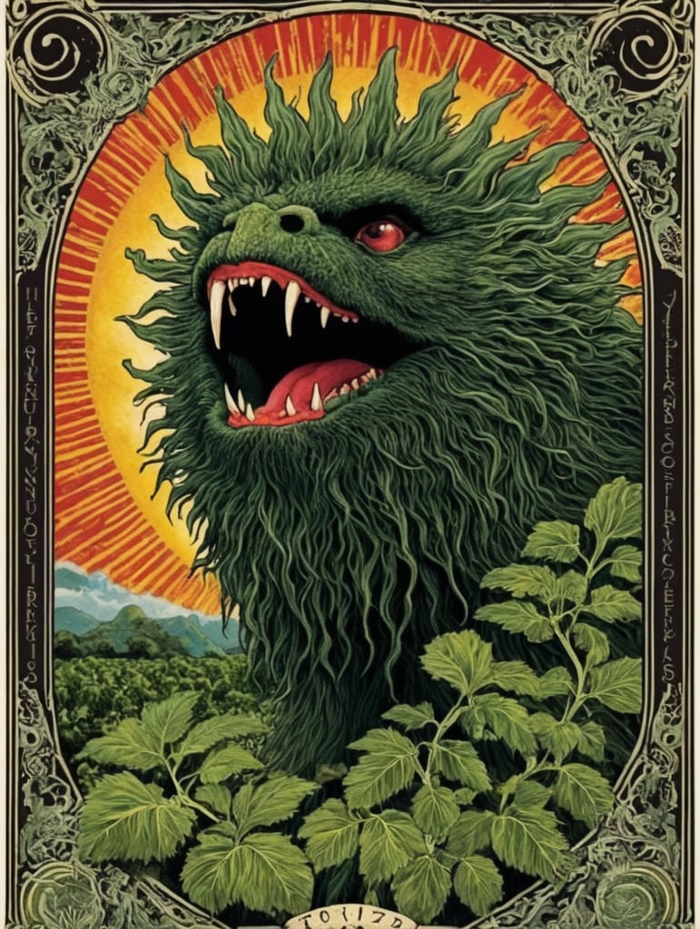 Premium Free ai Images | folk horror sun monster hirsute kudzu tarot card