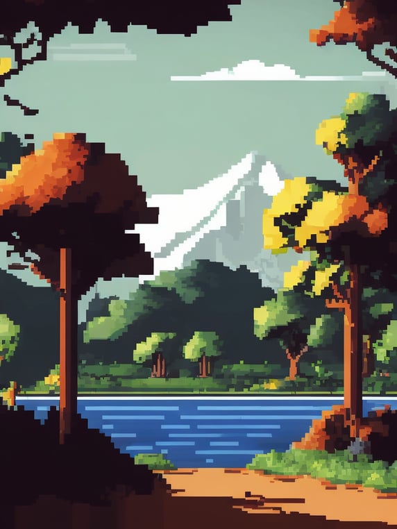 Premium Free ai Images | landscape art pixel landscape big pixel art square pixel art vector ...