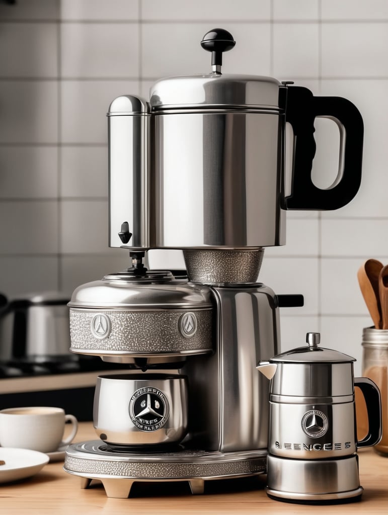 Premium Free ai Images | vintage coffee maker shaped like silver ...