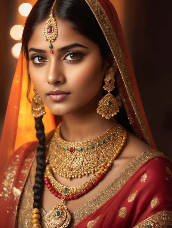 Premium Free ai Images | portrait of young beautiful girl from india in ...