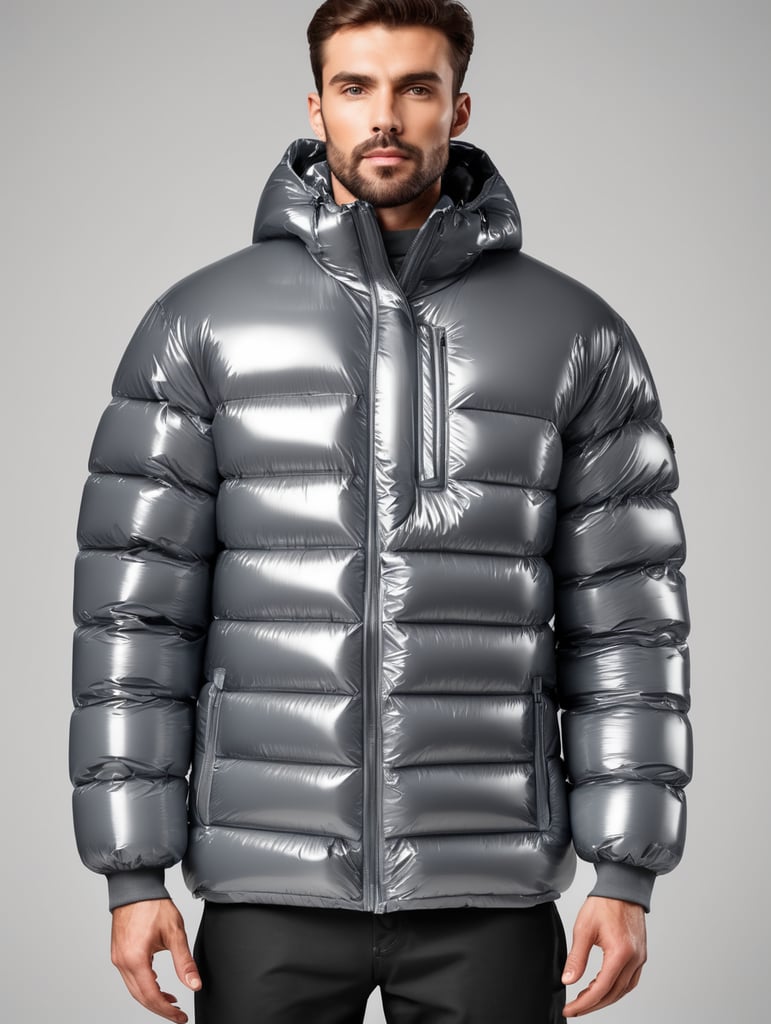 Premium Free ai Images | inflatable chrome minimalist mans puffer ...