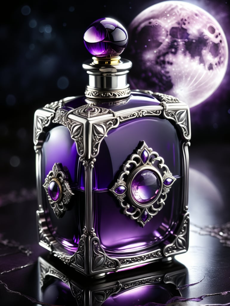 Premium Free ai Images | in the image square purple perfume bottle with ...