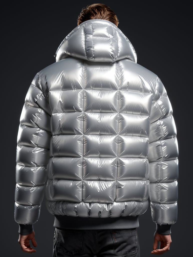 Premium Free ai Images | inflatable white minimalist mans puffer jacket ...
