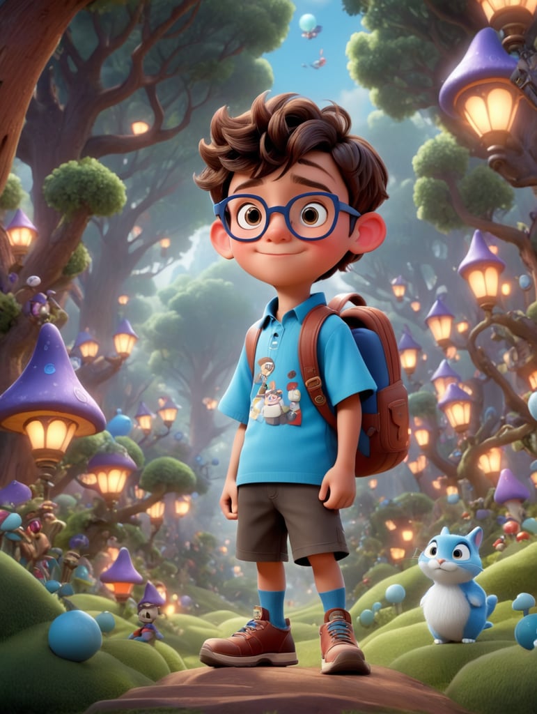 Premium Free ai Images | young nerd boy in magical wonderland