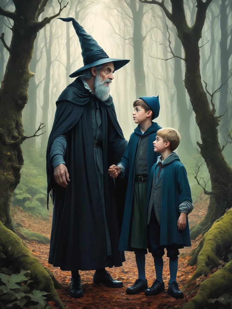 Premium Free ai Images | the boy meets an ugly witch in the woods fairy ...