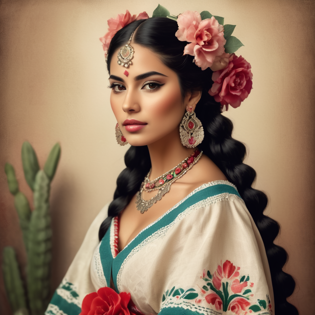 Premium Free ai Images | mexican traditional beautiful lady image