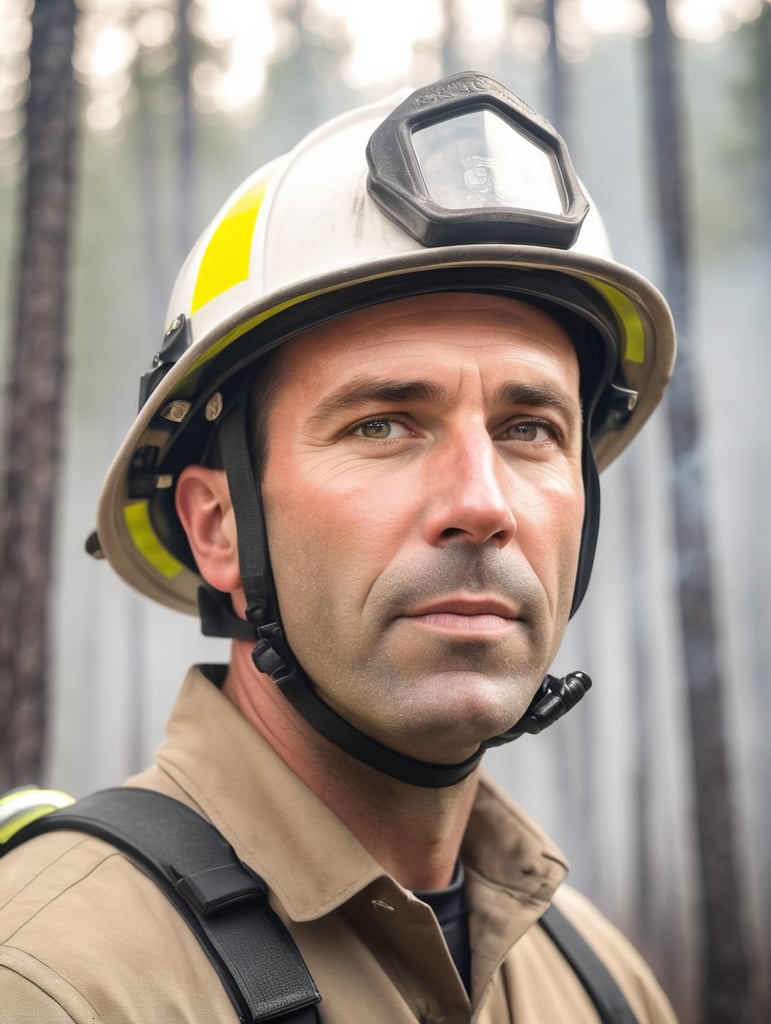 Premium Free ai Images | epic portrait of firefighter forest fire ...