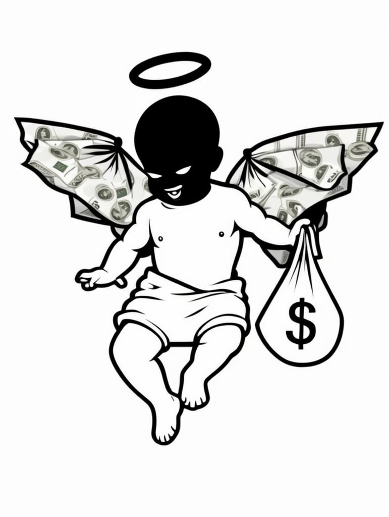 Premium Free ai Images | gangsta baby cheerub boss sticker with bag of ...