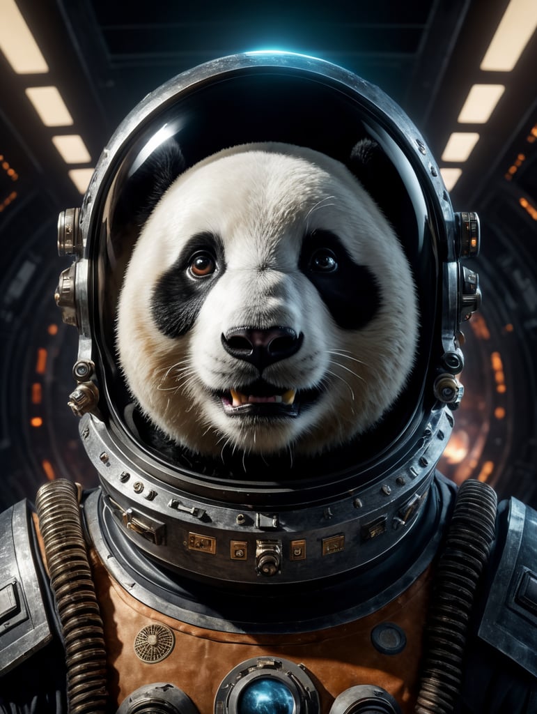 Premium Free ai Images | panda bear in space helmet in space