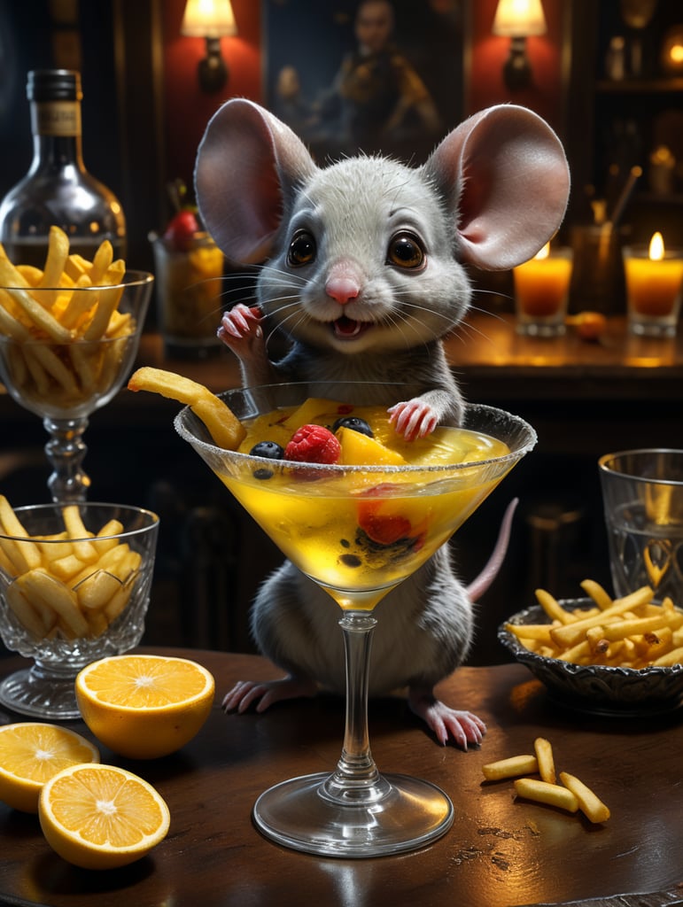 Premium Free ai Images | inside of martini glass close up of little ...