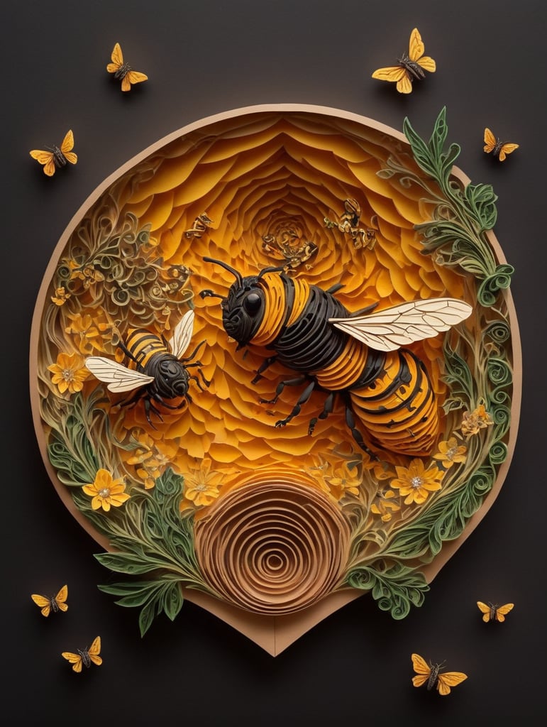 Premium Free ai Images | close up honney bee hive bright and saturated ...