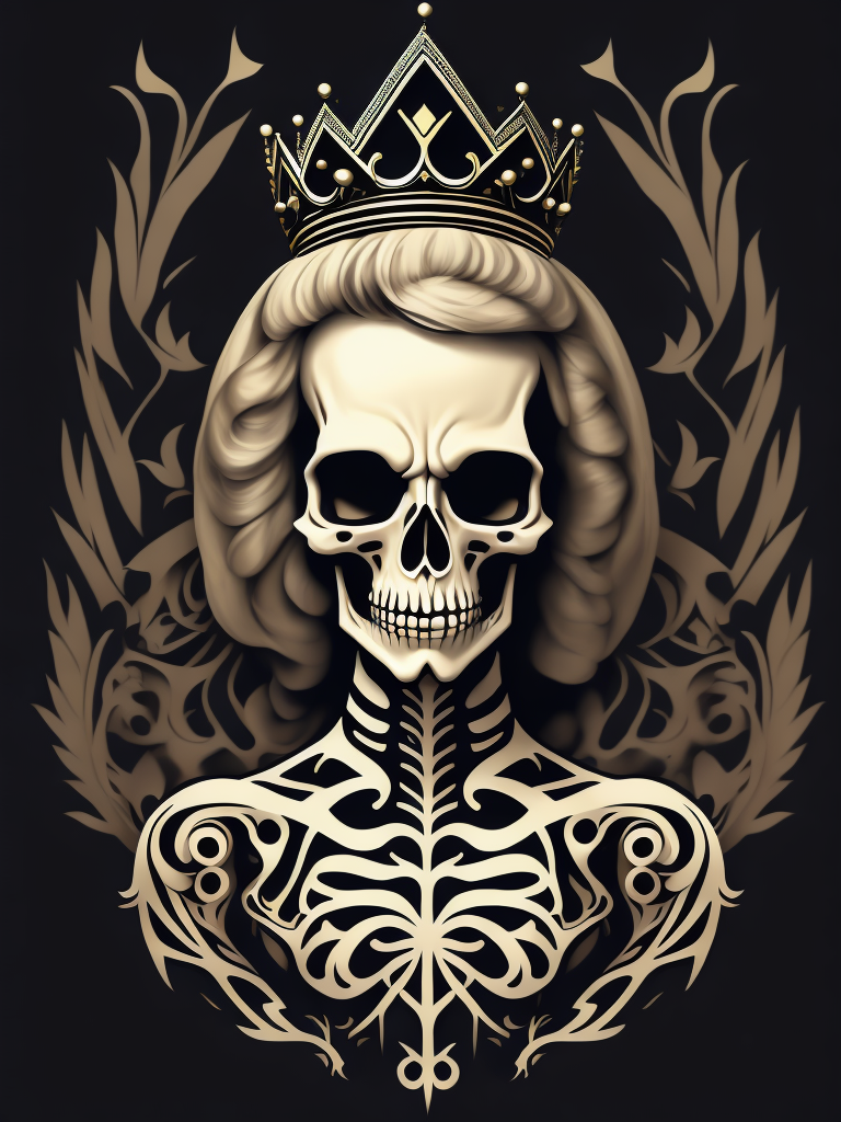 Lumenor AI Image Generation - vector art of queen skeleton tattoo