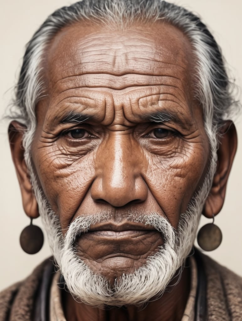 Premium Free ai Images | aboriginal old traditional mans face line art