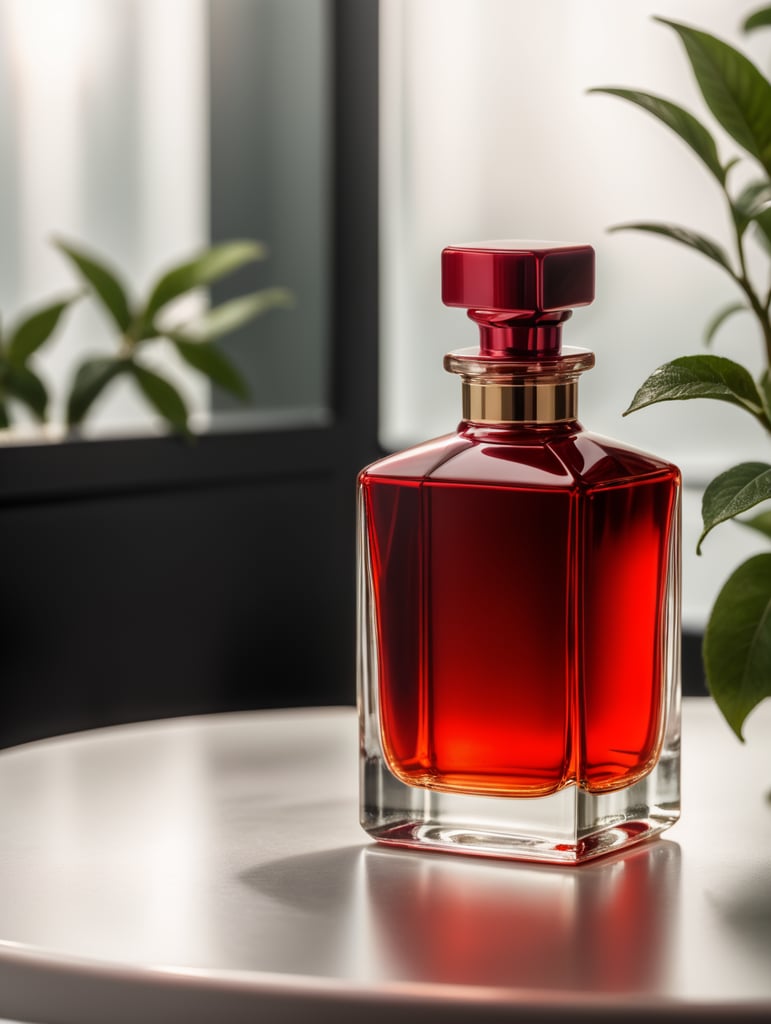 Premium Free ai Images | mockup shot of plain perfume red bottle in ...