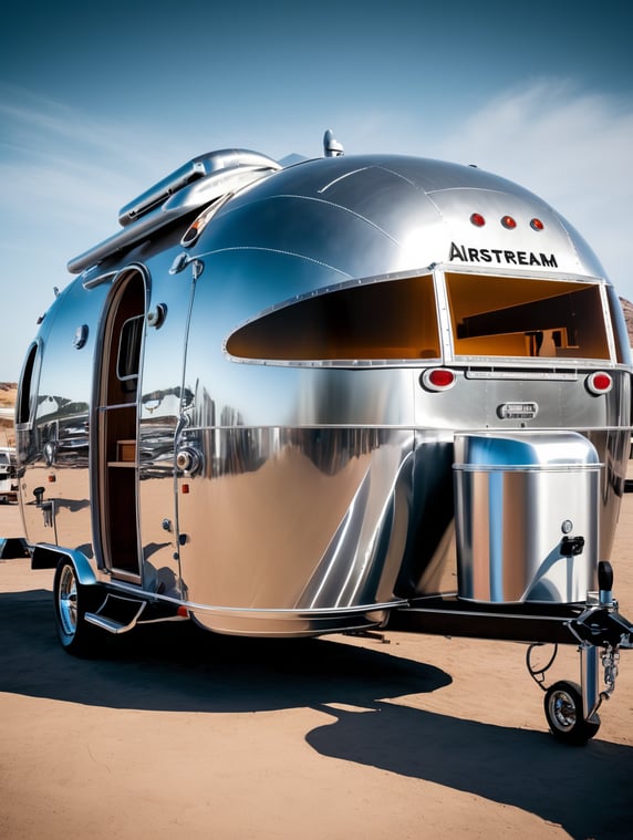 Premium Free ai Images | futuristic alien airstream camping trailers ...