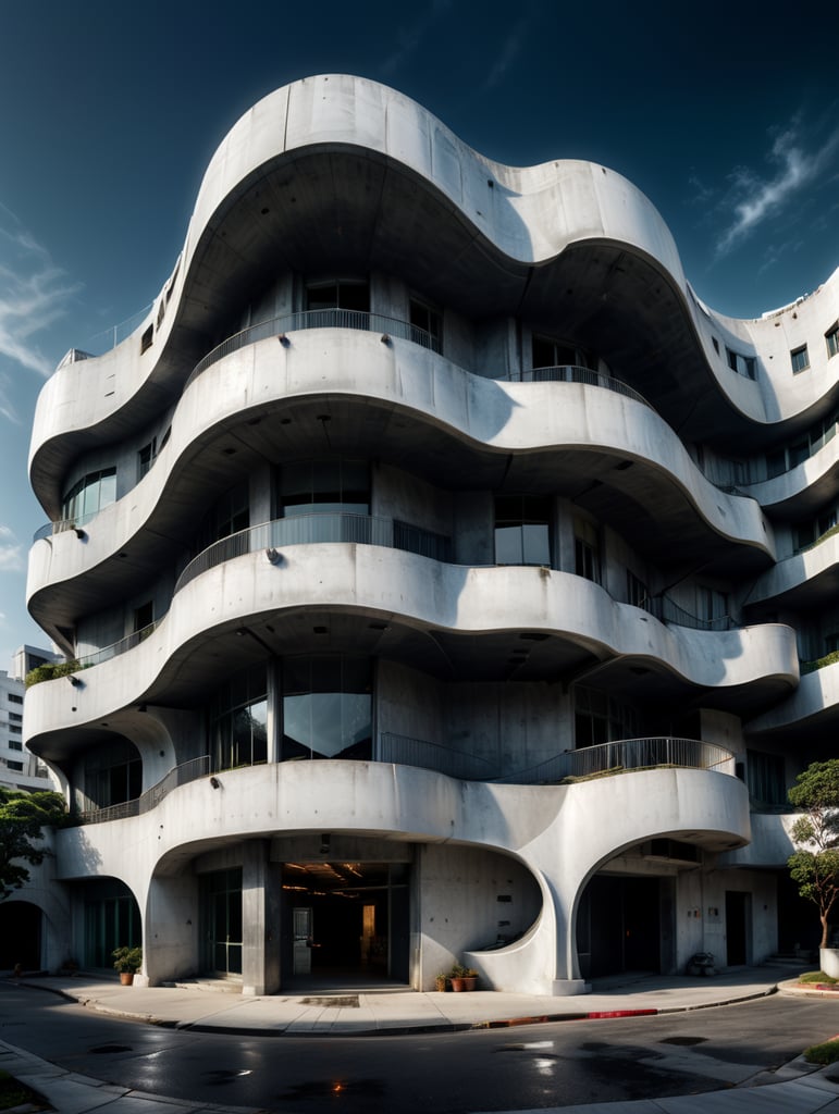 Premium Free ai Images | white building with curved shapes in front in ...