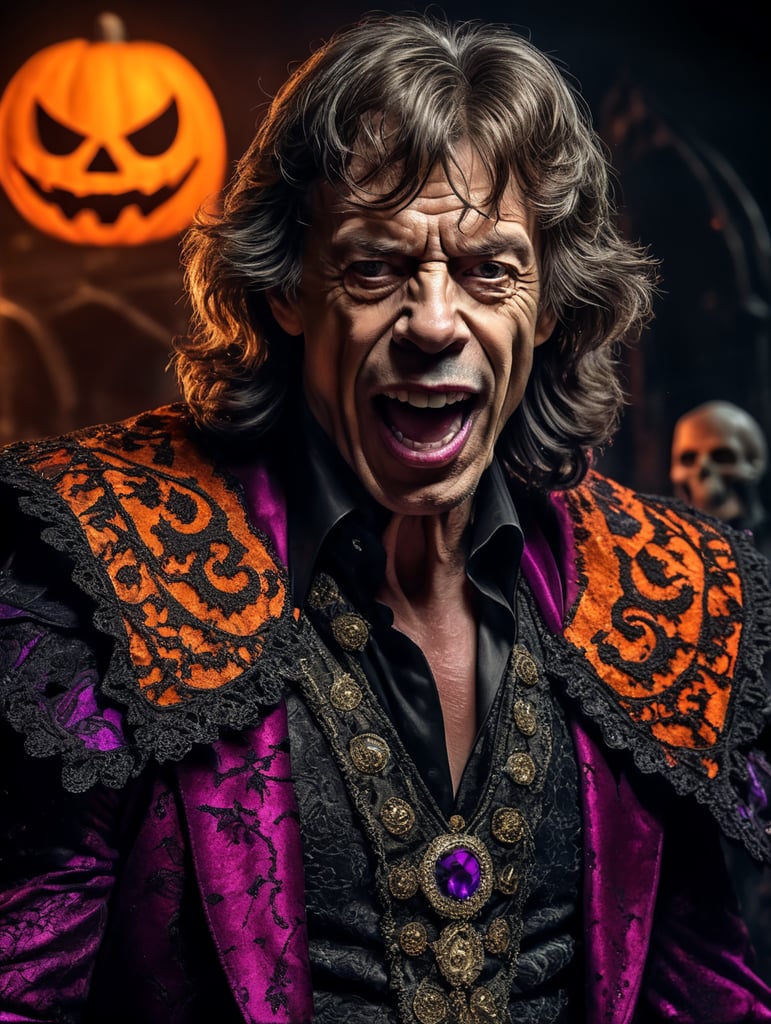 Premium Free ai Images | mick jagger as an evil character wearing ...
