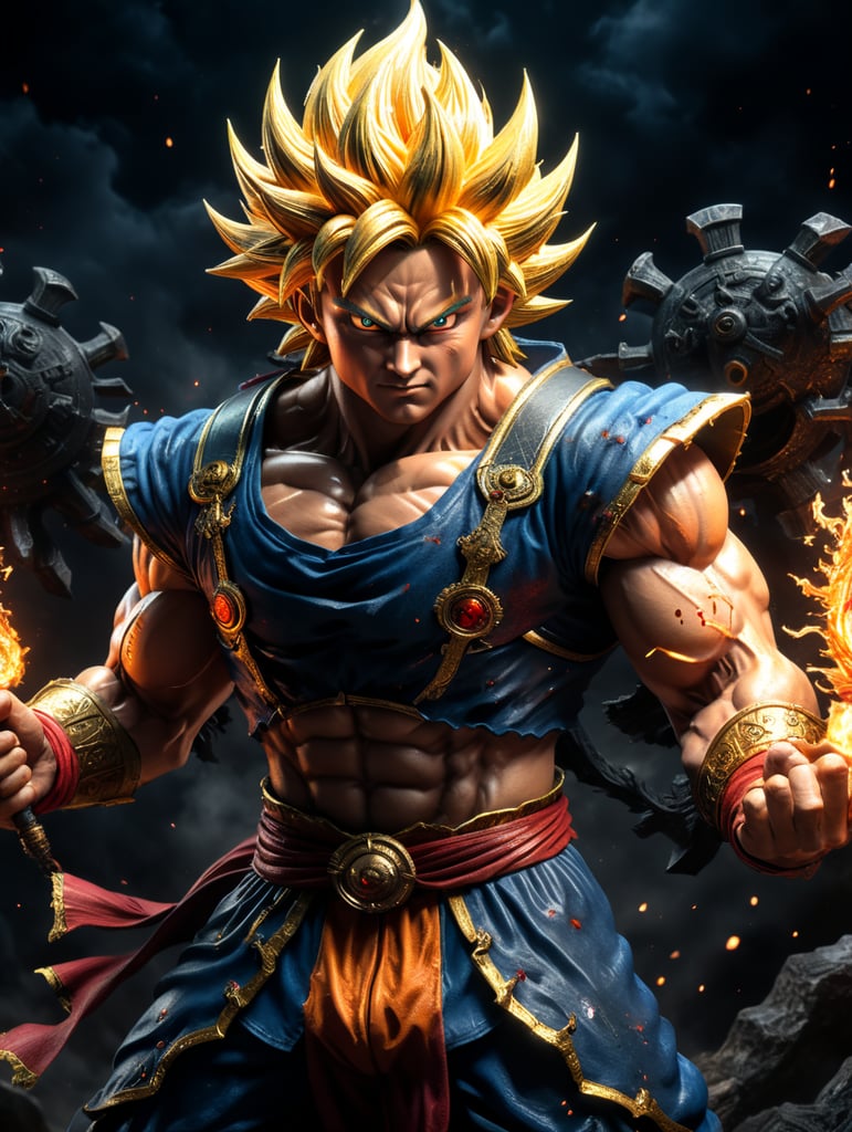 Premium Free ai Images | super saiyan goku fighting gear luffy