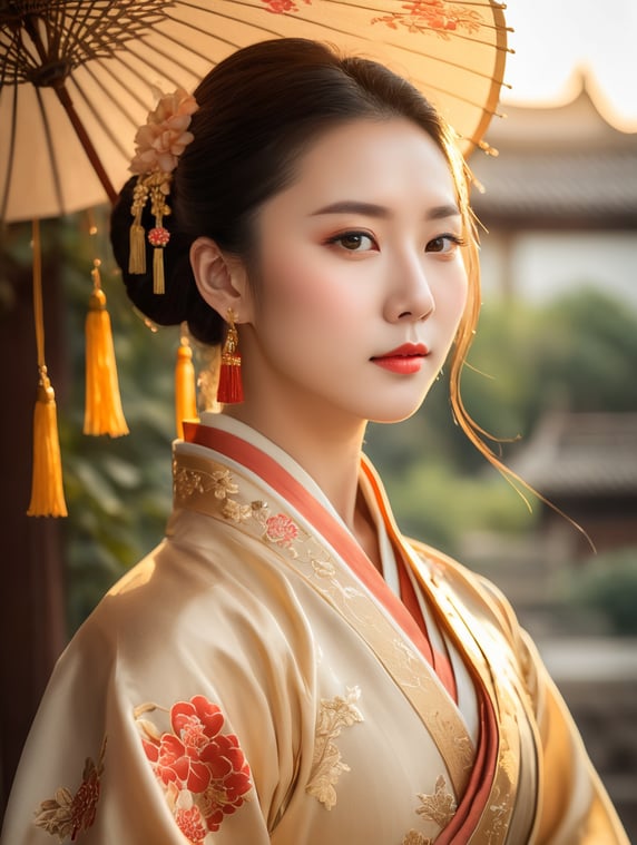 Premium Free ai Images | self protrait female chinese costume hanfu ...