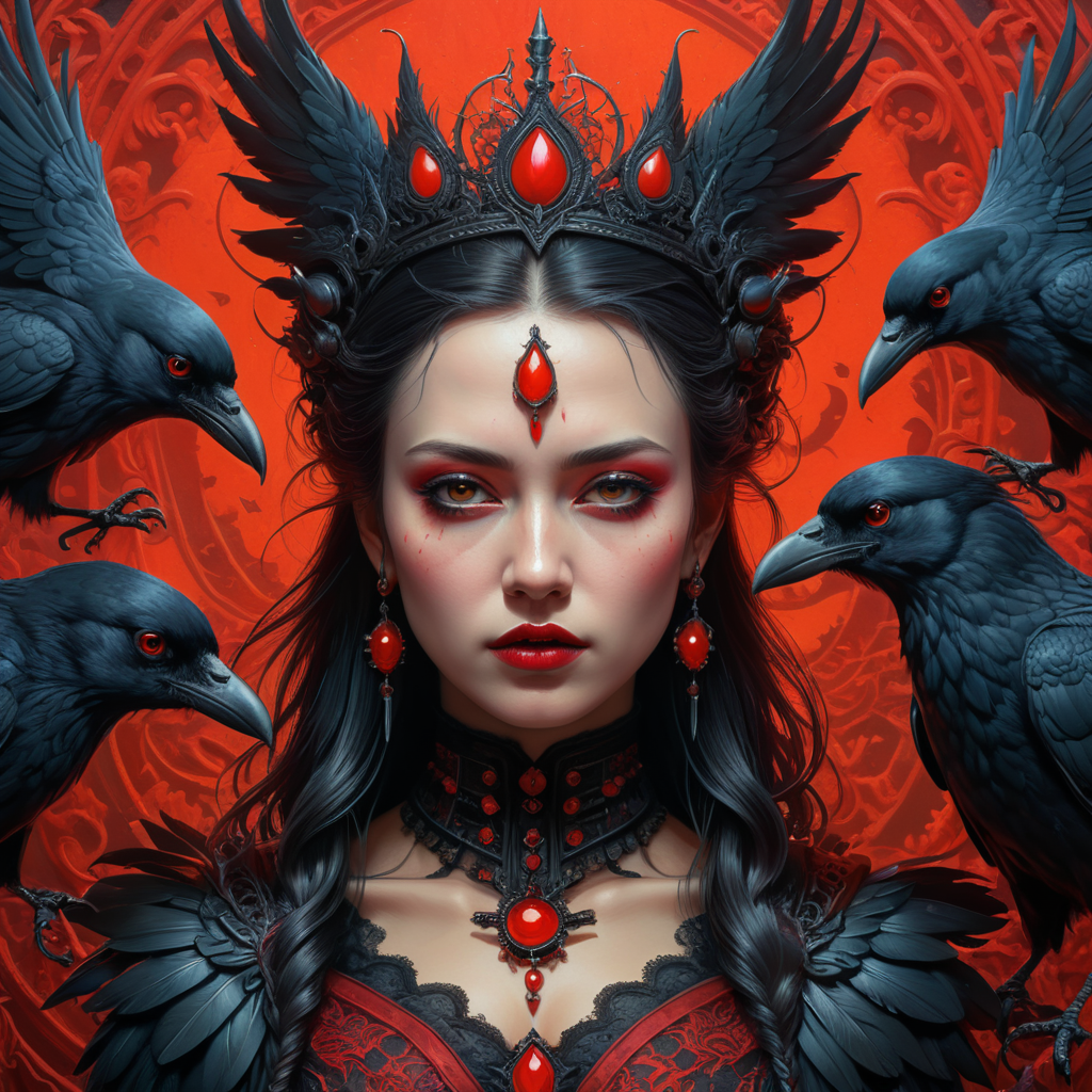 Premium Free ai Images | queen of crows art portrait by casey weldon ...