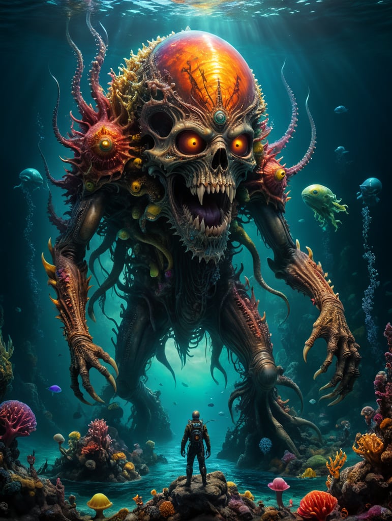 Premium Free ai Images | horror macabre creature standing under deep ...
